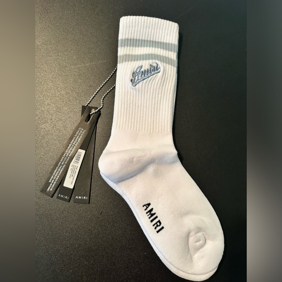 AMIRI | Underwear & Socks | Amiri Ribbed Varsity Logo Socks Light Blue ...
